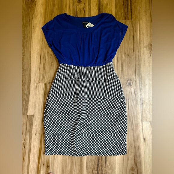 Enfocus Studio | Dresses | Enfocus Studio Blue With Black White Polka ...